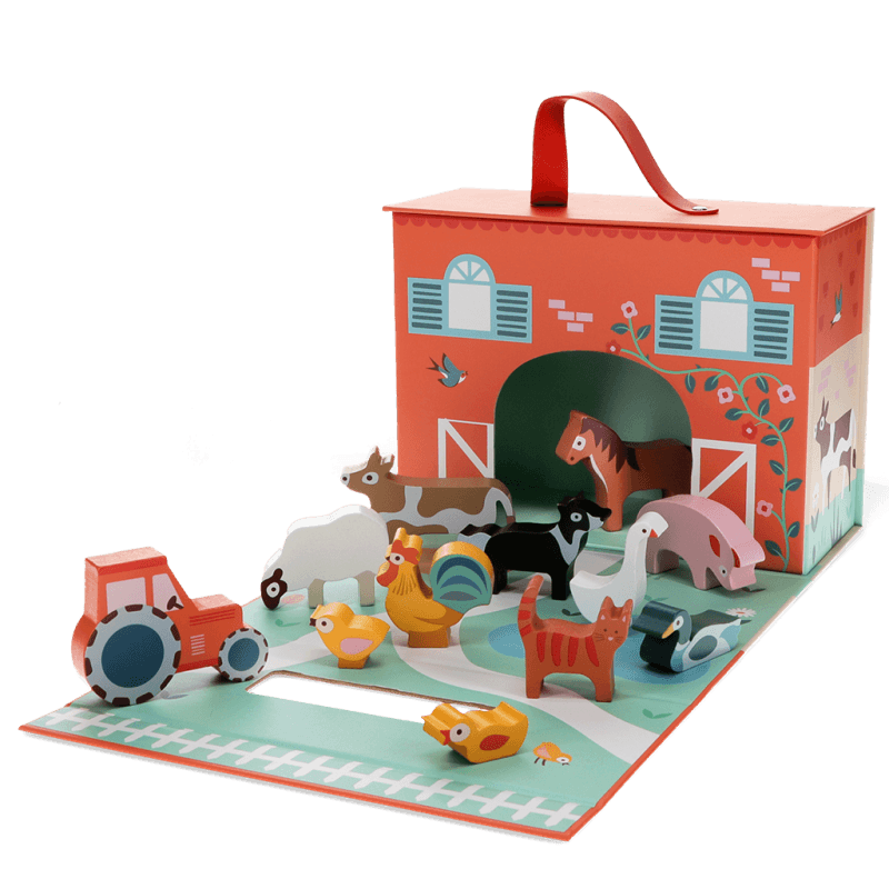 Wooden Farm Playset – Transforming Barn Box Toy - Dimples NZ