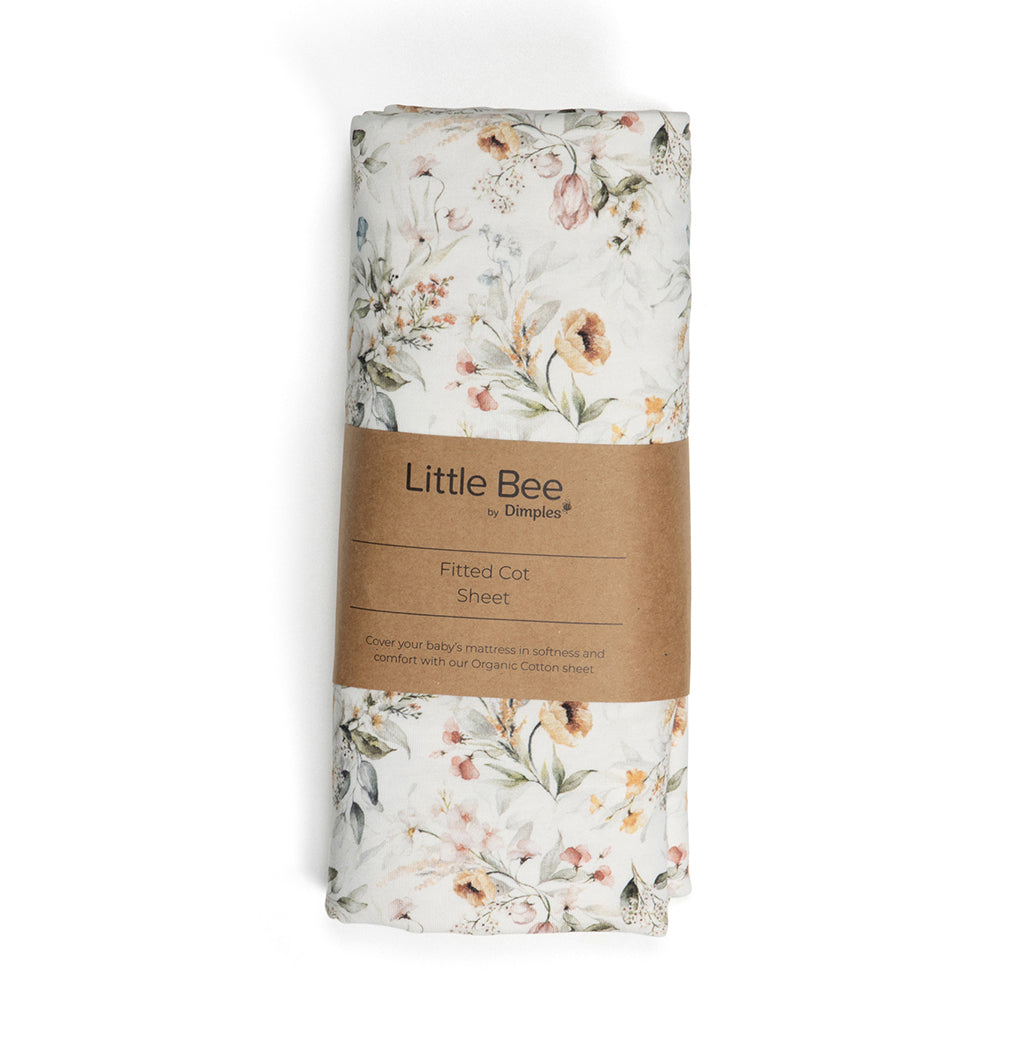 Floral Cotton Fitted Cot Sheet – Little Bee by Dimples | Blossom Belle ...