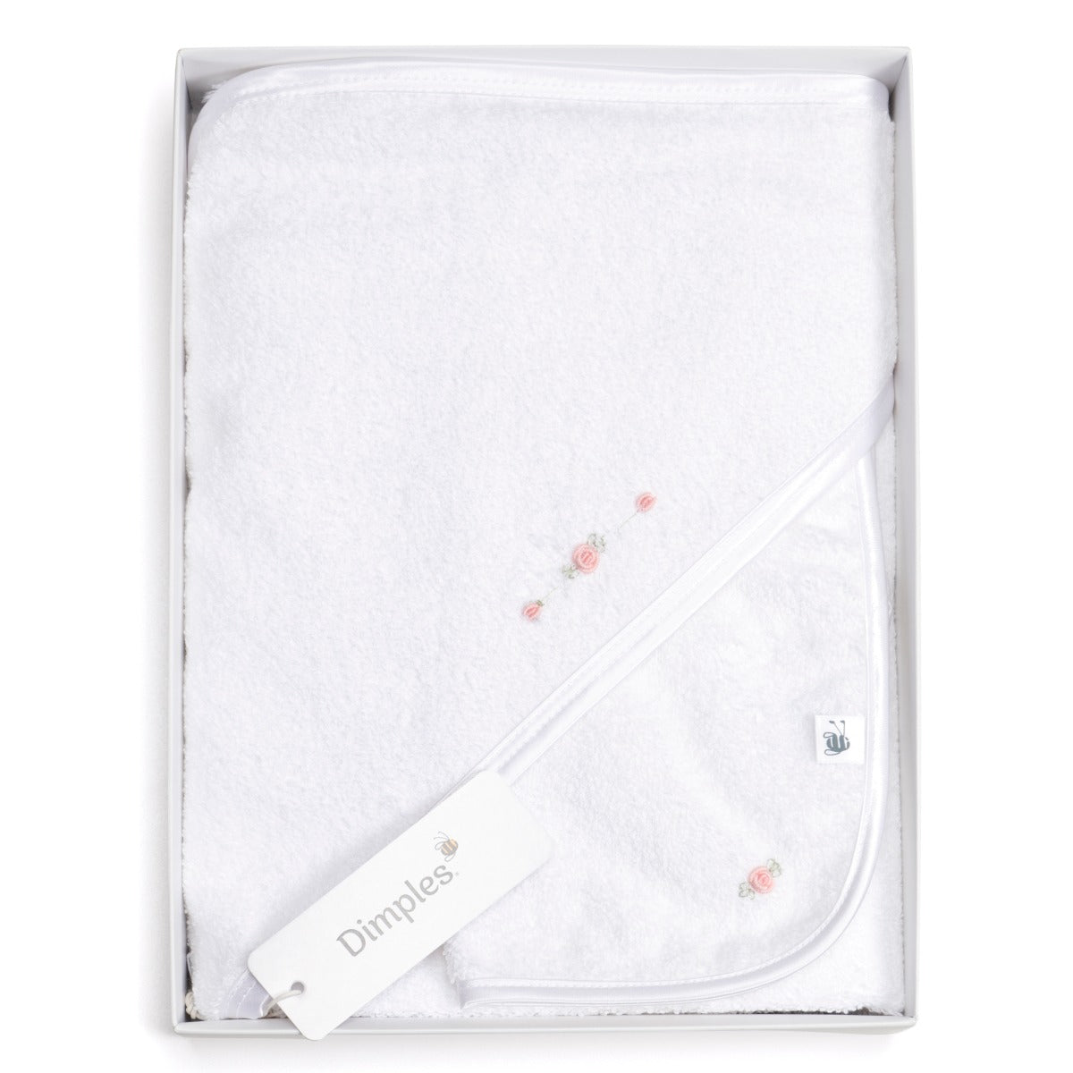 Towel and Flannel | Dimples by Jane Anne | Baby Bathing NZ | White Rose
