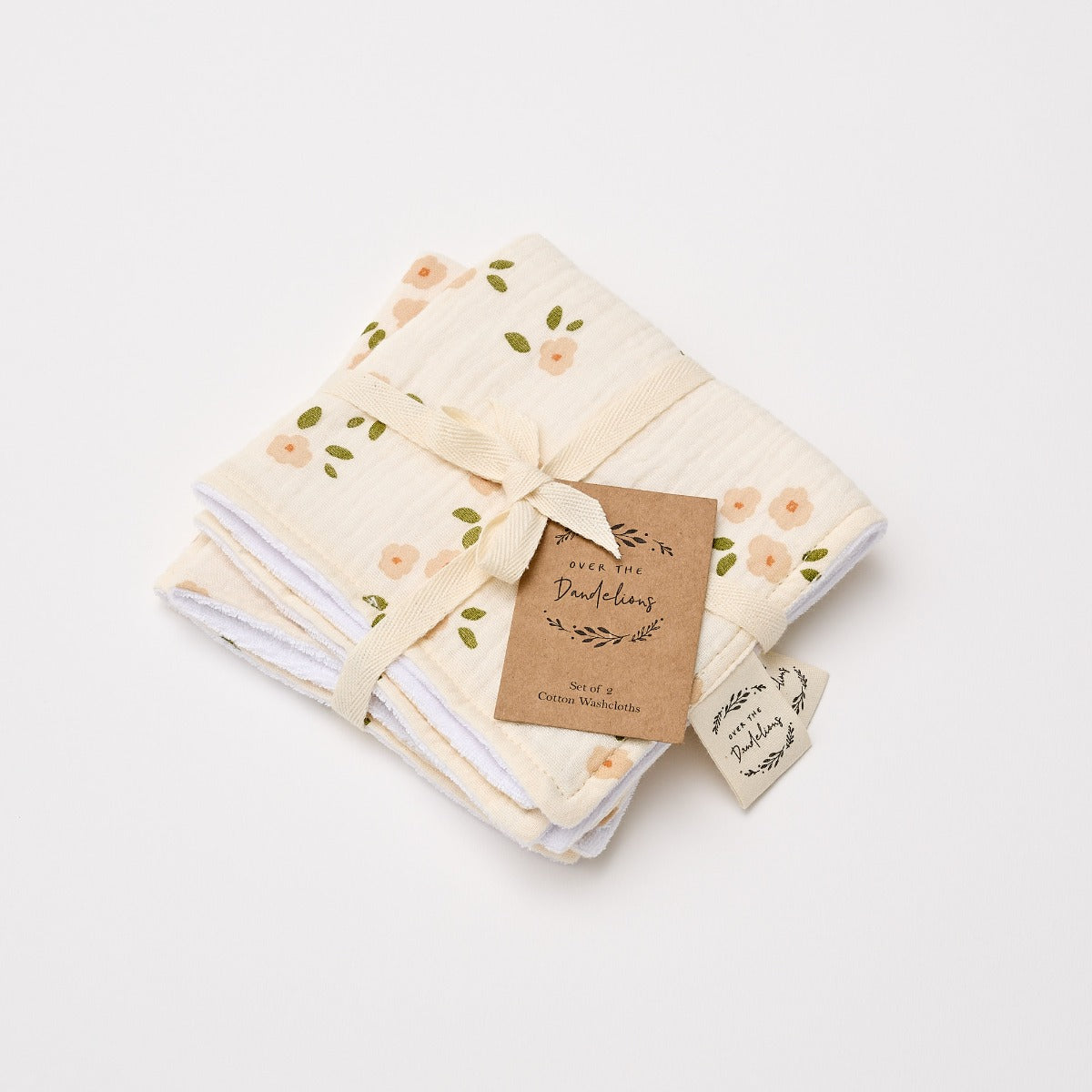 Muslin Washcloth set of 2 | Over the Dandelion | Dimples NZ | Daisy